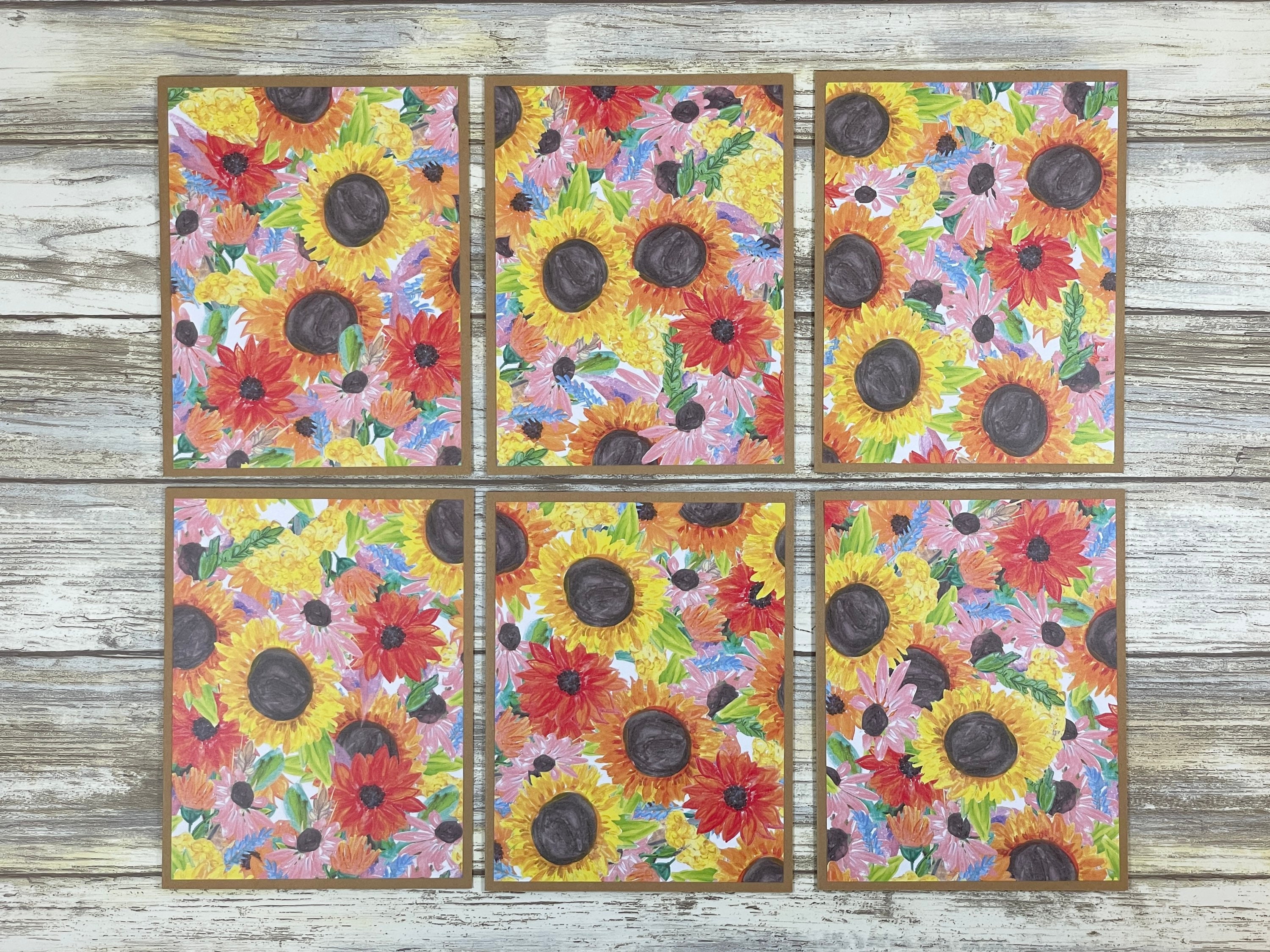 Sunflower Cards, Flower Note Cards, Floral Cards, Note Cards With ...