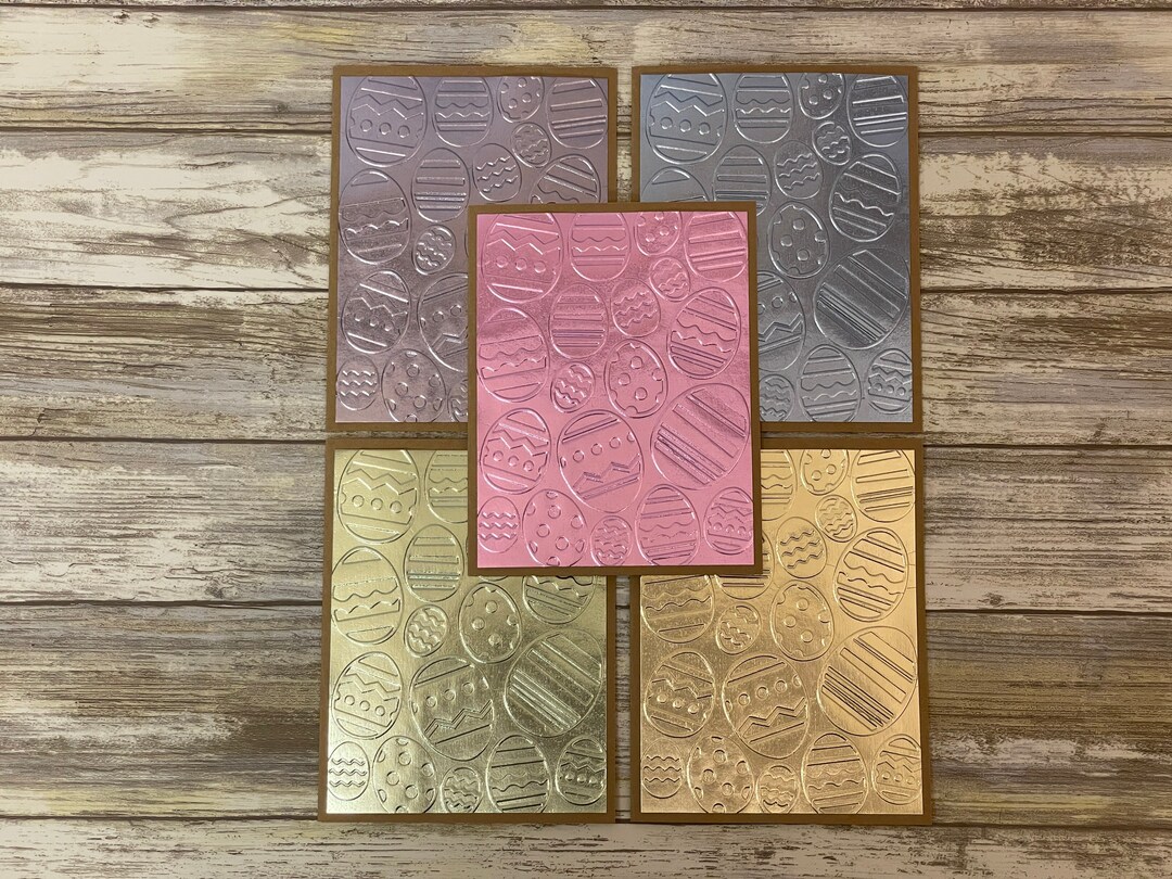 Embossed Easter Egg Cards: Handmade Foil Note Card Set - Etsy