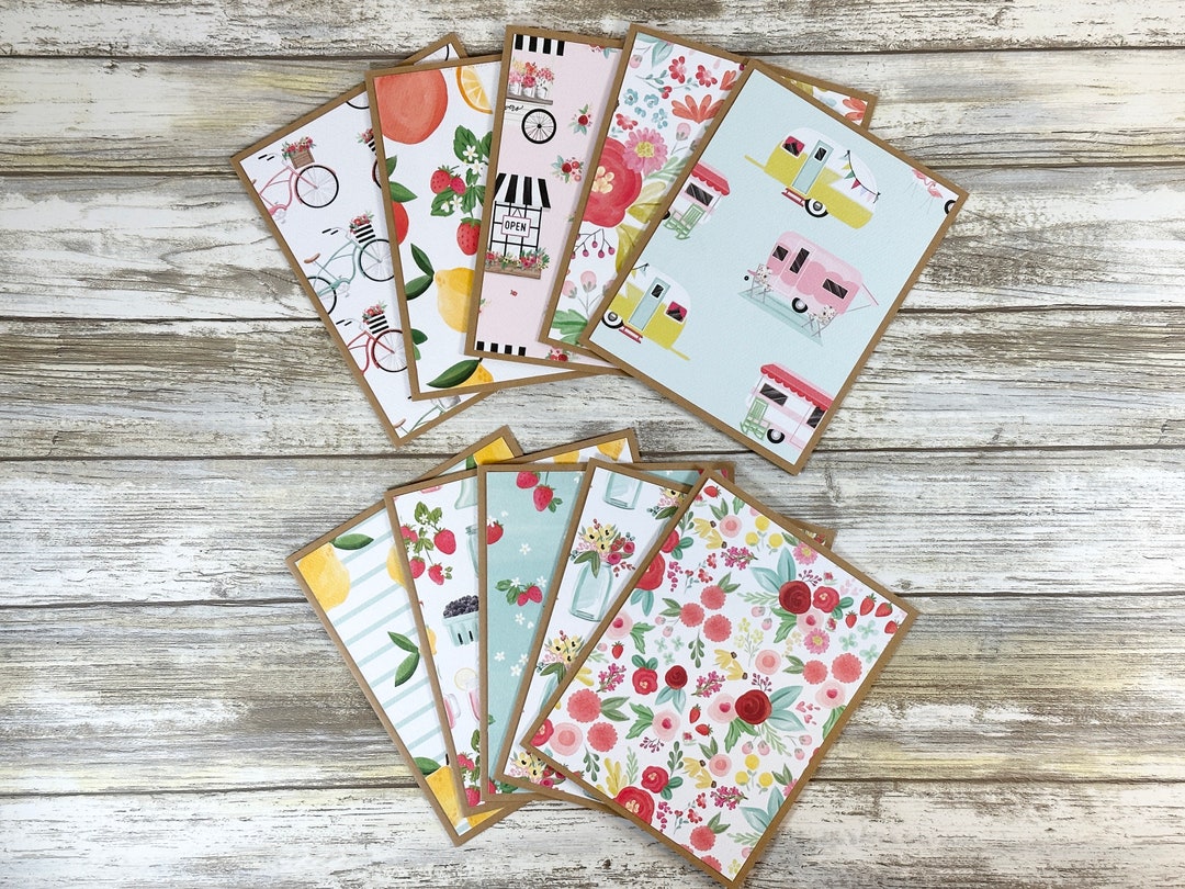 Summer Note Cards, Summer Cards, Lemon Card, Camper Card, Floral Note ...