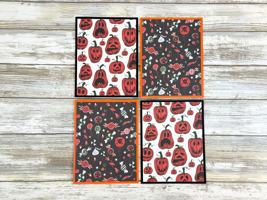 Handmade Halloween Note Cards: Spooky Pumpkin & Candy Designs - Etsy