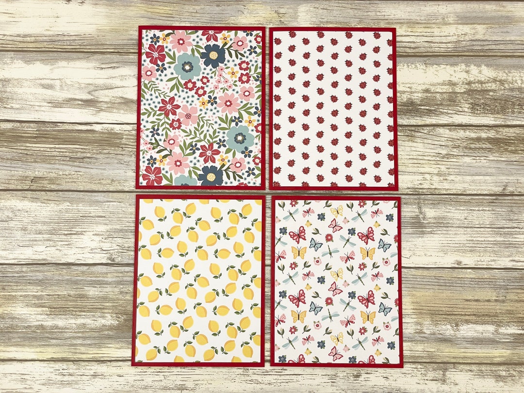 Summer Note Cards, Summer Cards, Lemon Card, Ladybug Card, Floral Note ...