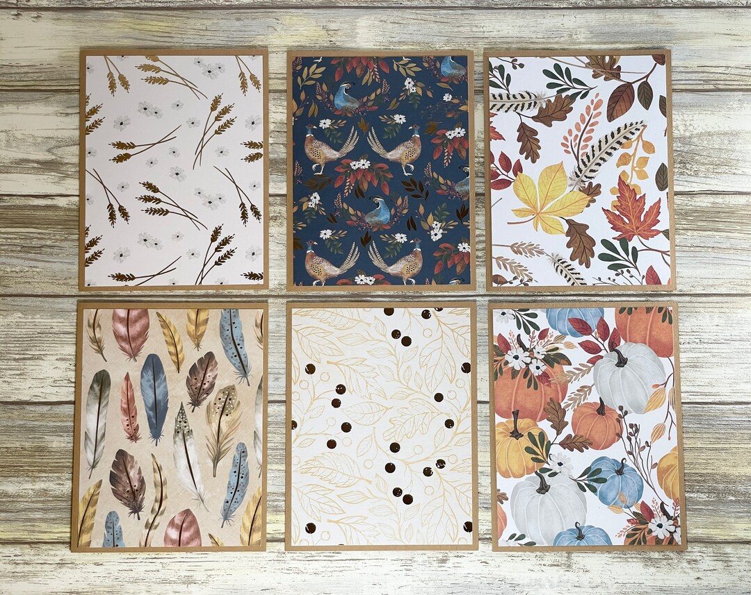 Handmade Fall Note Card Set: Kraft Paper, Autumn Designs (6 Cards) - Etsy