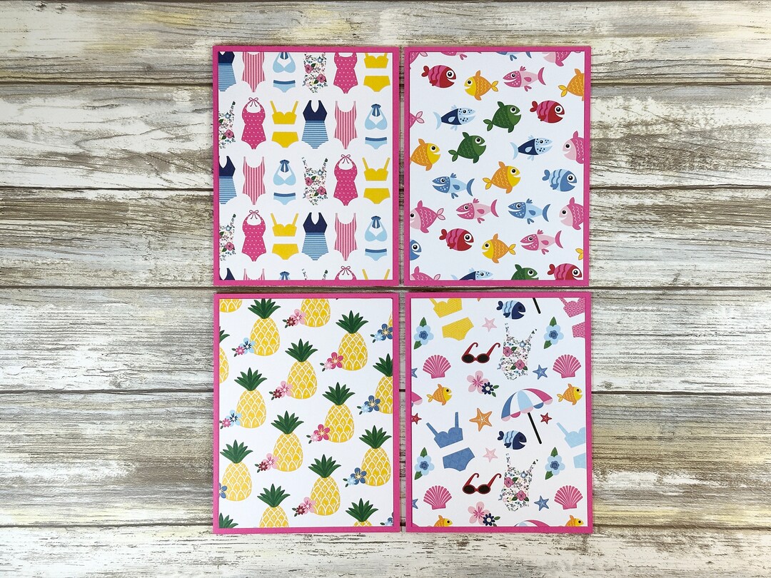 Summer Note Cards, Summer Cards, Pineapple Card, Fish Card, Tropical ...