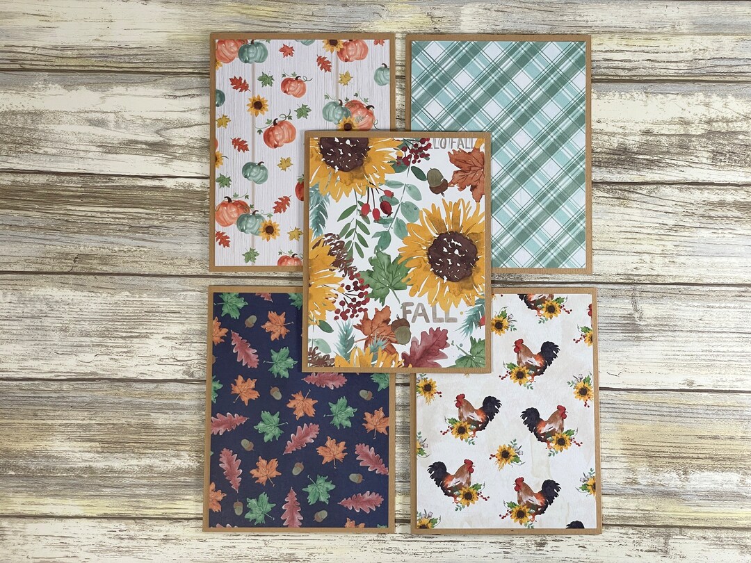 Handmade Fall Note Cards: Kraft Paper, Autumn Designs (set of 5) - Etsy
