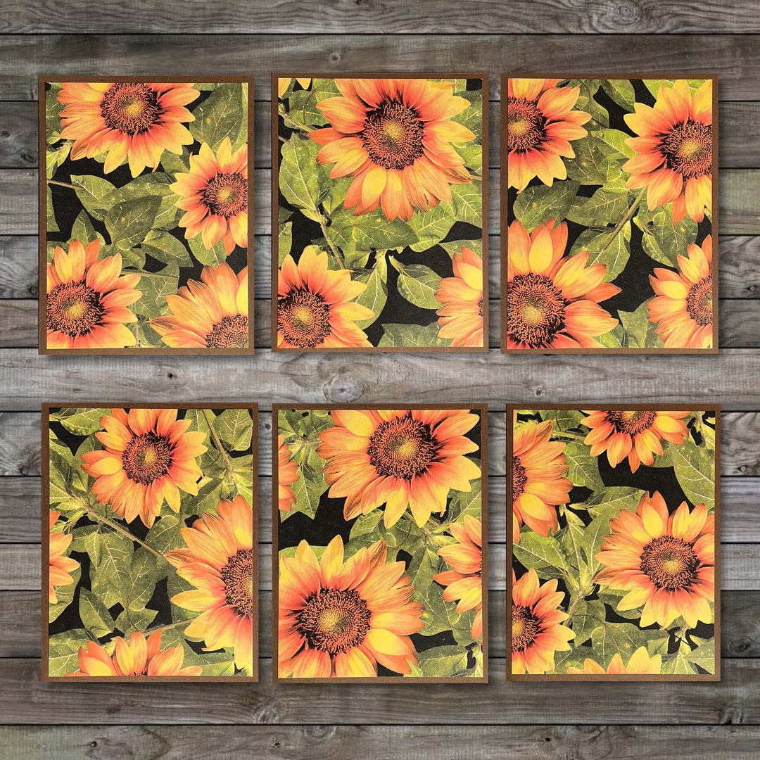 Handmade Sunflower Note Cards With Envelopes - Set of 6 - Etsy
