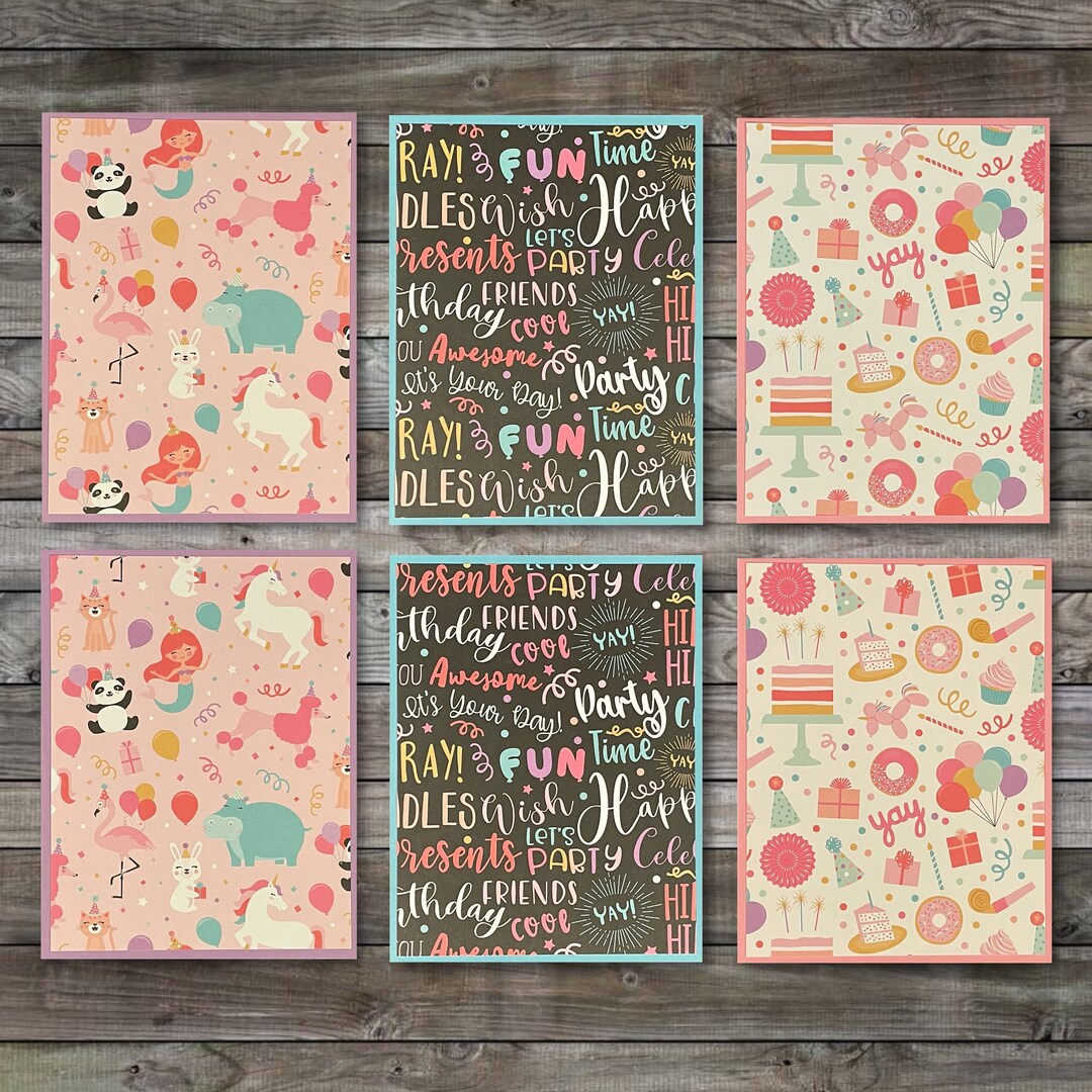 Birthday Note Cards, Birthday Card Set, Birthday Cards for Her, Girl ...