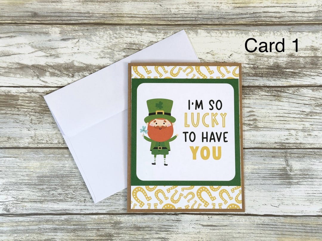 St Patricks Day Card, Luck Card, Shamrock Card, St Patricks Day Note ...