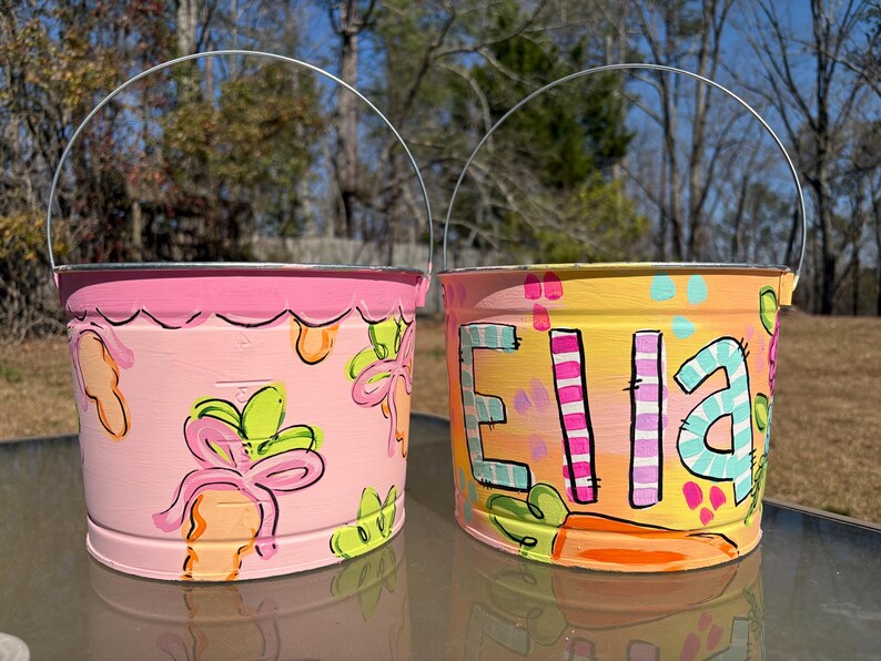 Painted Galvanized Easter Bucket - Etsy