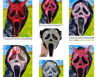 Ghostface Scream Crystal Bling Rhinestone Mask With Dripping Blood - Etsy