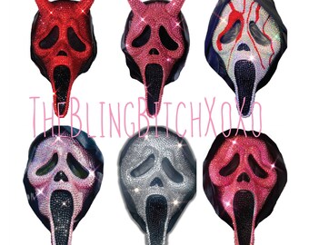 Ghostface Scream Crystal Bling Rhinestone Mask With Dripping - Etsy