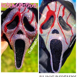 Ghostface Scream Crystal Bling Rhinestone Mask With Dripping Blood - Etsy