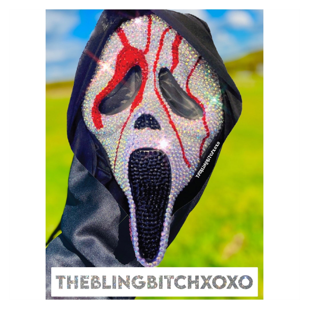Ghostface Scream Crystal Bling Rhinestone Mask With Dripping Blood - Etsy