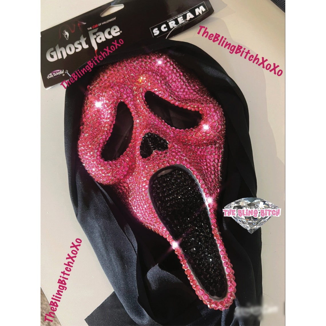 Ghostface Bling Crystal Rhinestone Scream Mask Hot Pink - Etsy