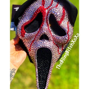 Ghostface Scream Crystal Bling Rhinestone Mask With Dripping Blood - Etsy