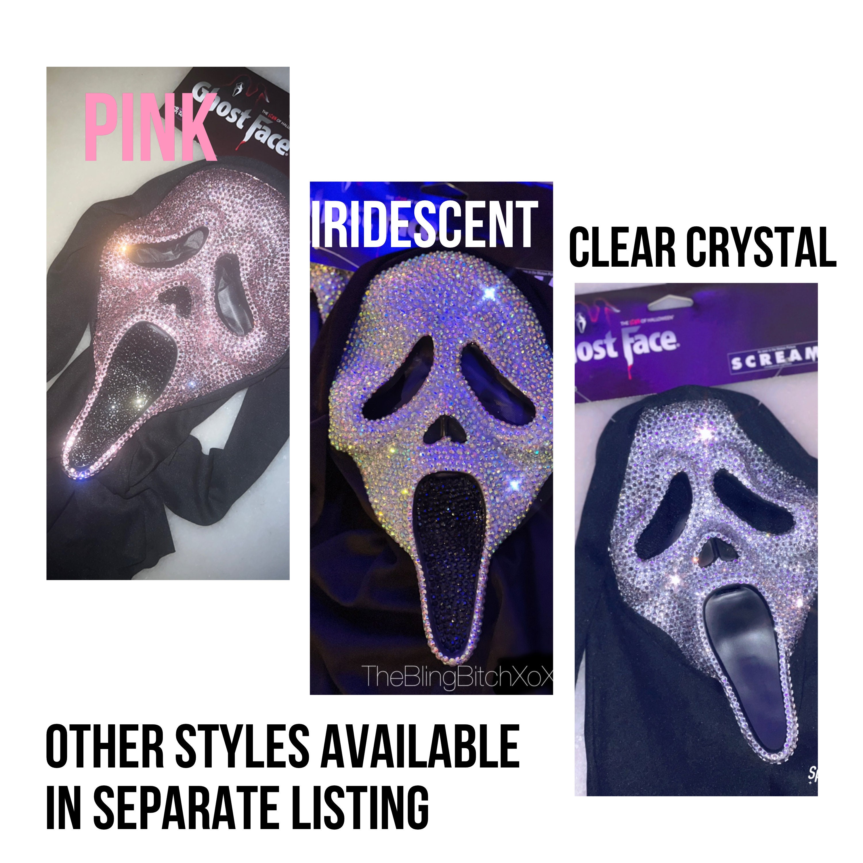 Ghostface Scream Crystal Bling Rhinestone Mask With Blood - Etsy