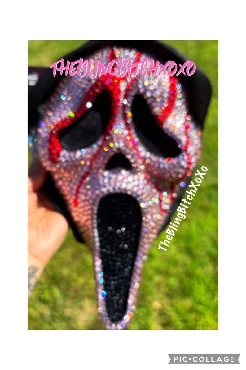 Ghostface Bling Crystal Rhinestone Scream Mask Pink - Etsy Denmark