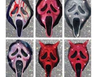 Ghostface Bling Crystal Rhinestone Scream Mask Pink - Etsy