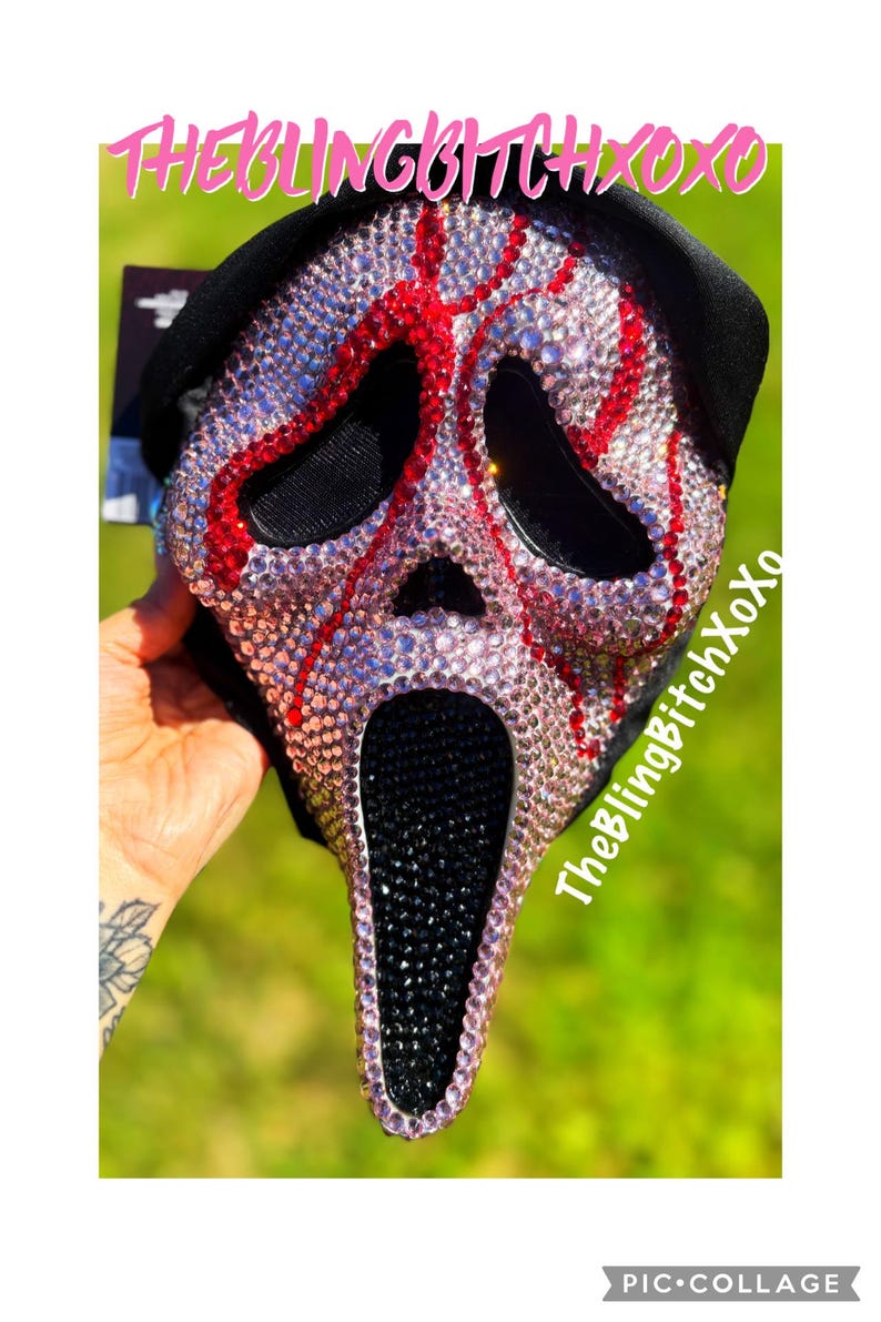 Ghostface Bling Crystal Rhinestone Scream Mask Pink - Etsy Denmark