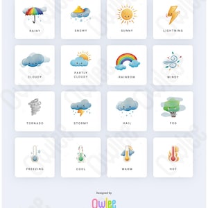Printable Weather Flashcards for Toddlers & Preschoolers Educational ...