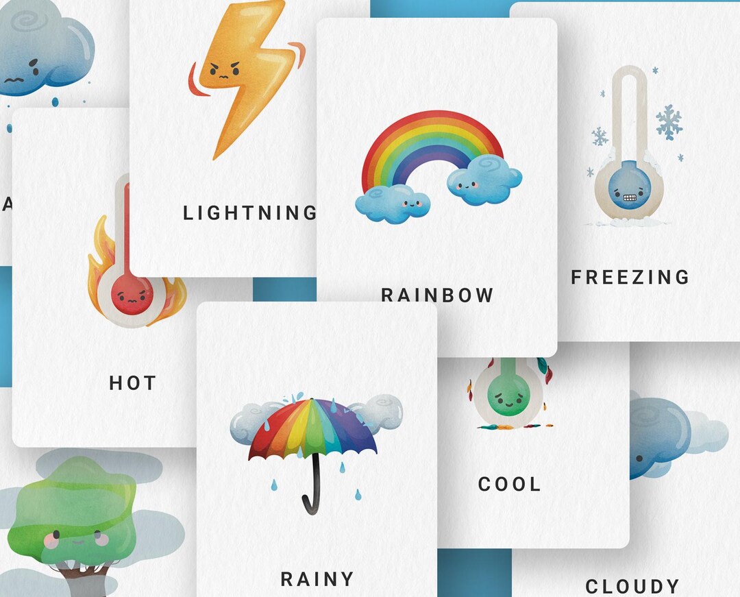 Printable Weather Flashcards for Toddlers & Preschoolers Educational ...