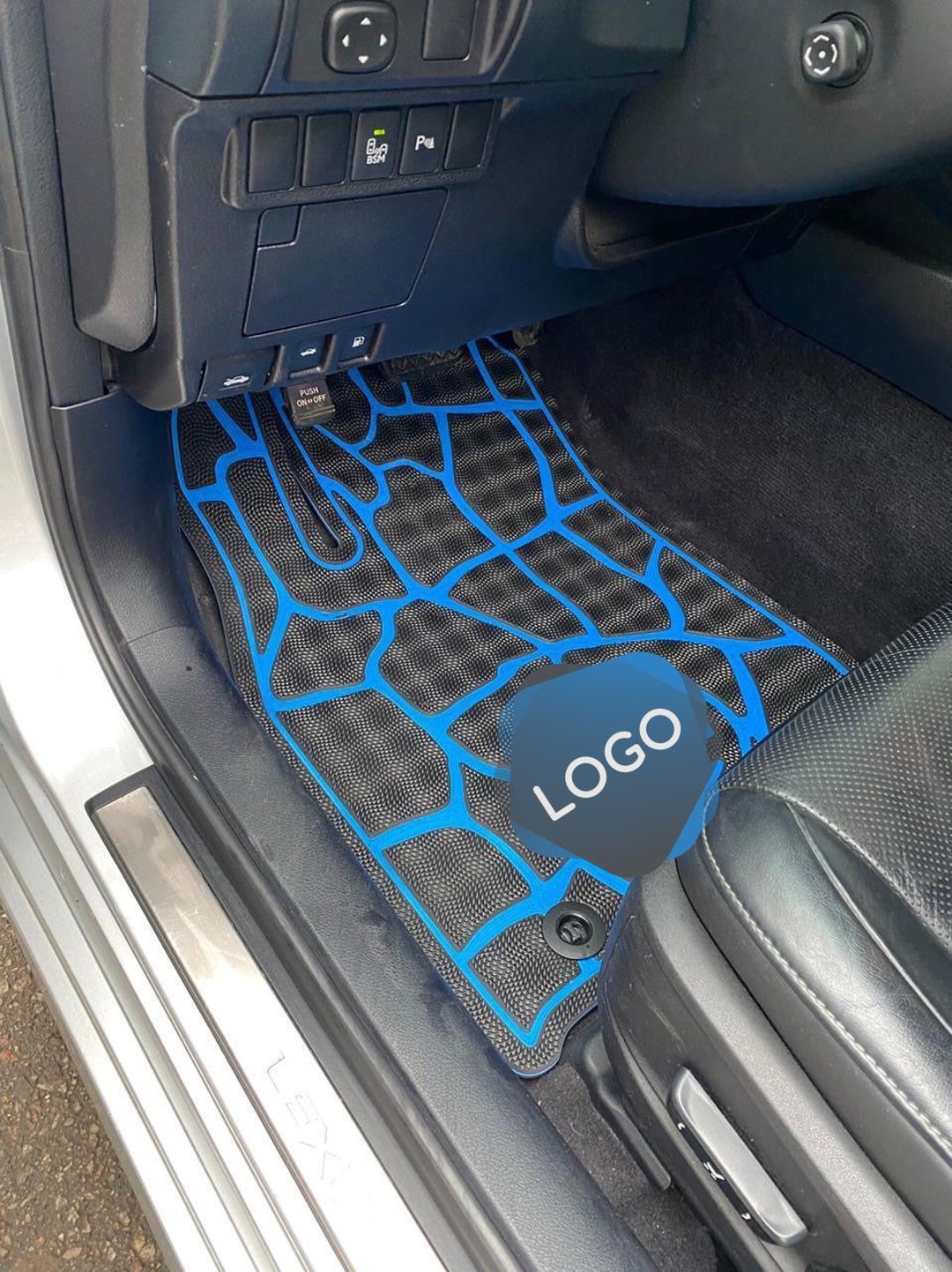 Сar Floor Mats With Stone Print in Black and Blue, Car Floor Rugs, Car ...