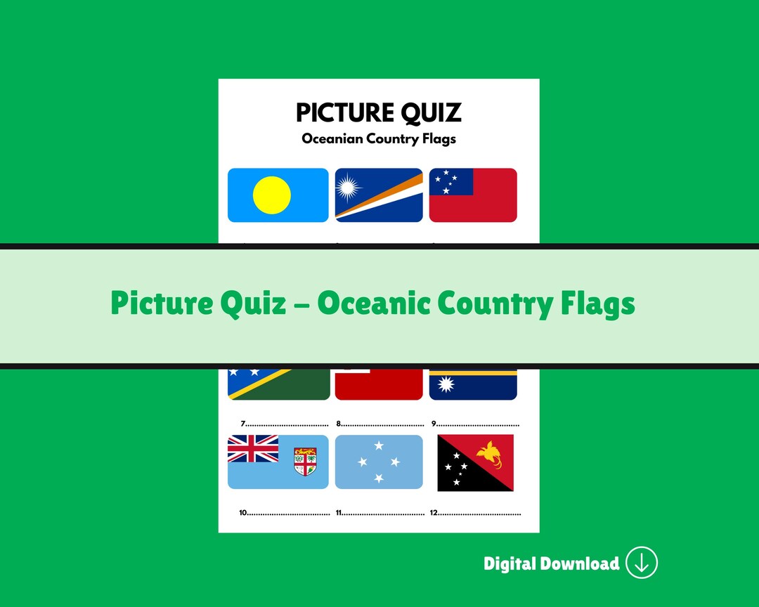 Printable Picture Quiz Oceanic Country Flags | Test Your Geography ...