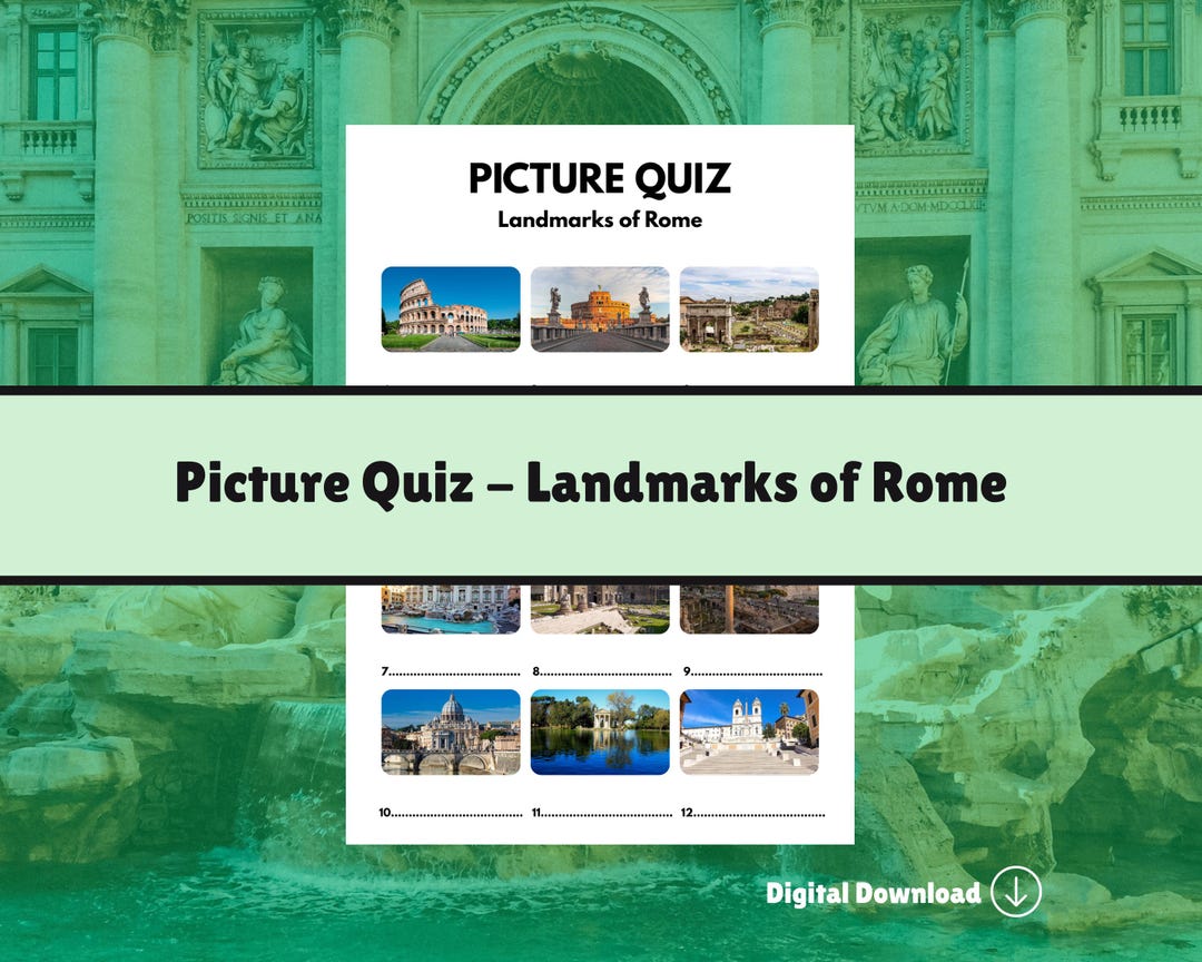 Rome Landmarks Picture Quiz: Printable Travel Trivia Game (digital ...