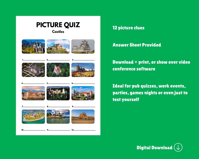 Printable Picture Quiz Castles | Test Your Geography Knowledge | Pub ...