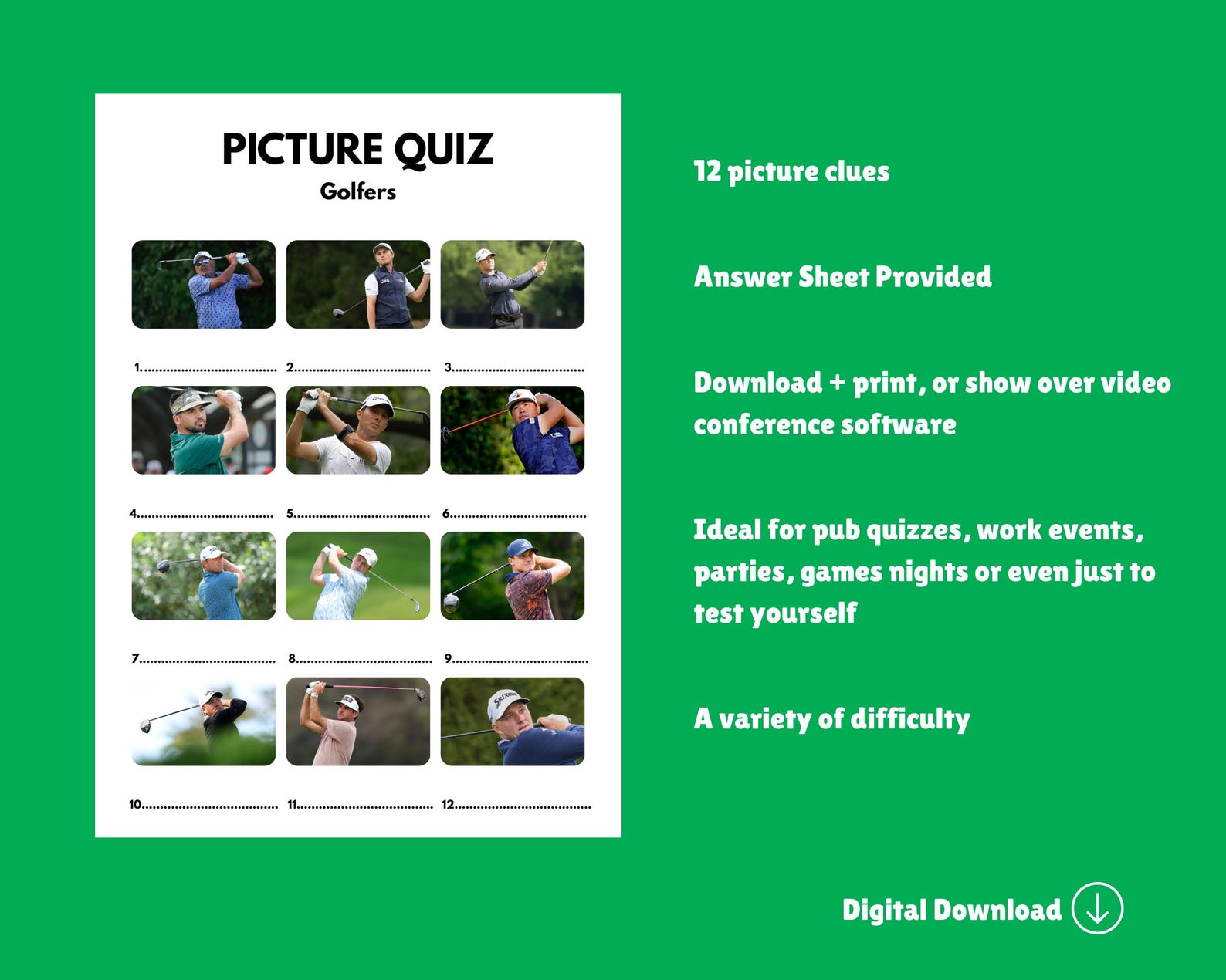 Printable Picture Quiz Golfers | Test Your Sports Knowledge | Pub Quiz ...
