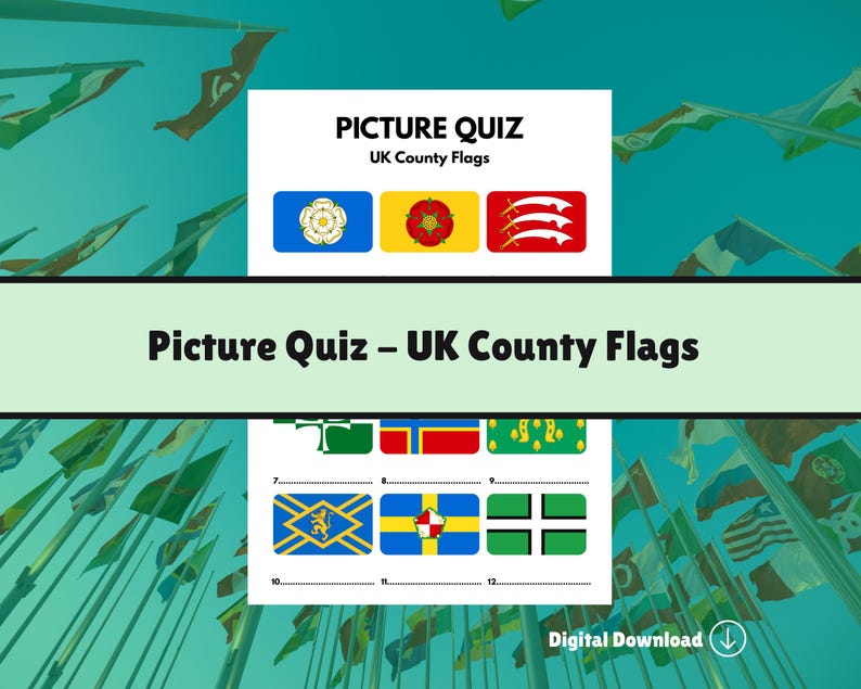 UK County Flags Picture Quiz: Printable Geography Trivia Game (digital ...