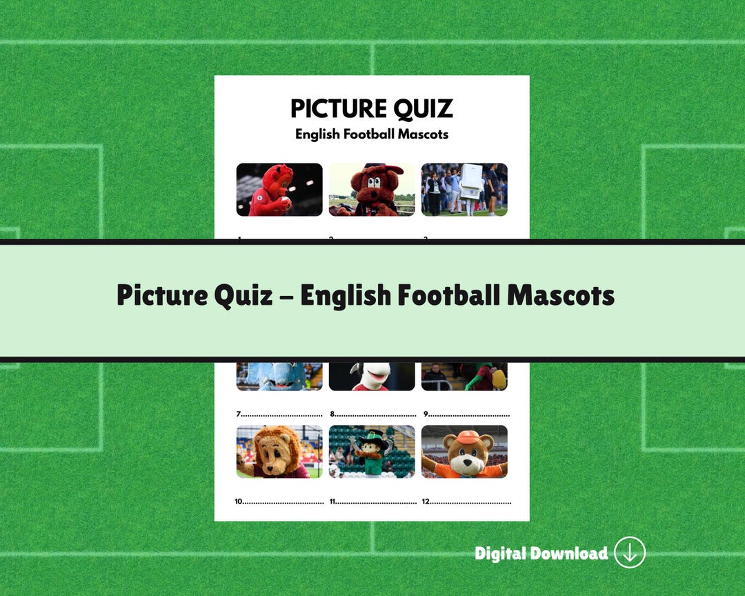 English Football Mascots Picture Quiz: Printable Sports Trivia Game ...