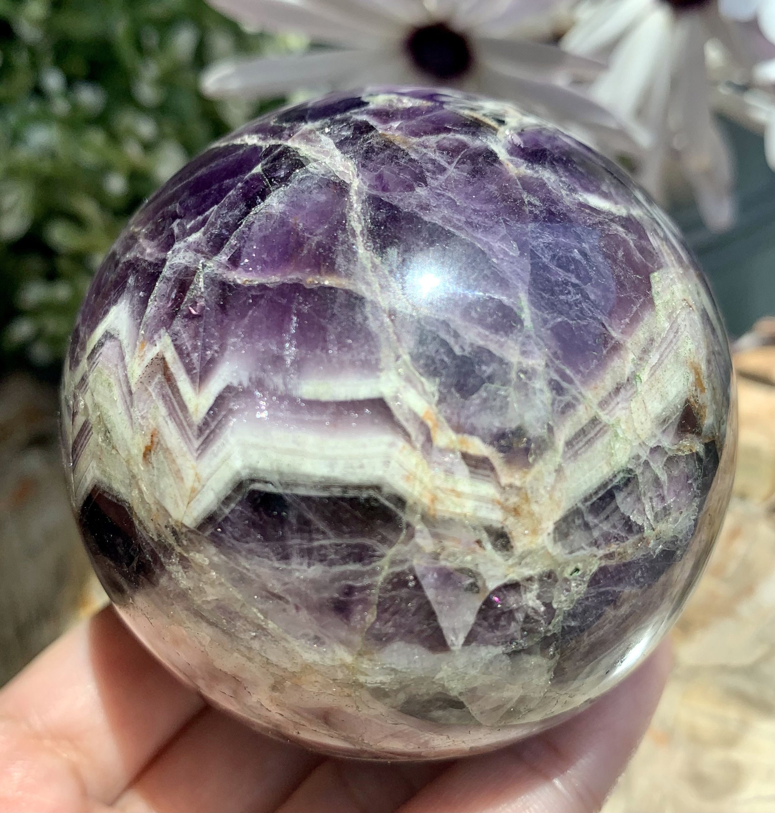 Nature Big Amethyst Wavy Maze Chevron Crystal Sphere Ball | Etsy