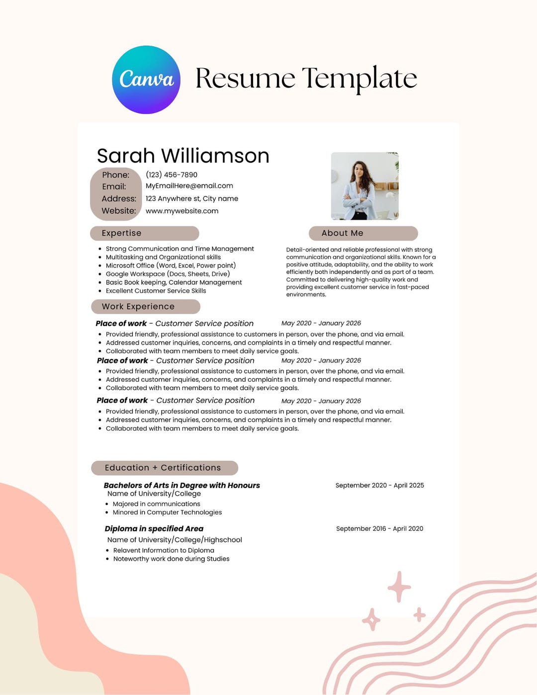 Customizable Canva Resume Template- Minimalist Resume- Canvapro Not ...