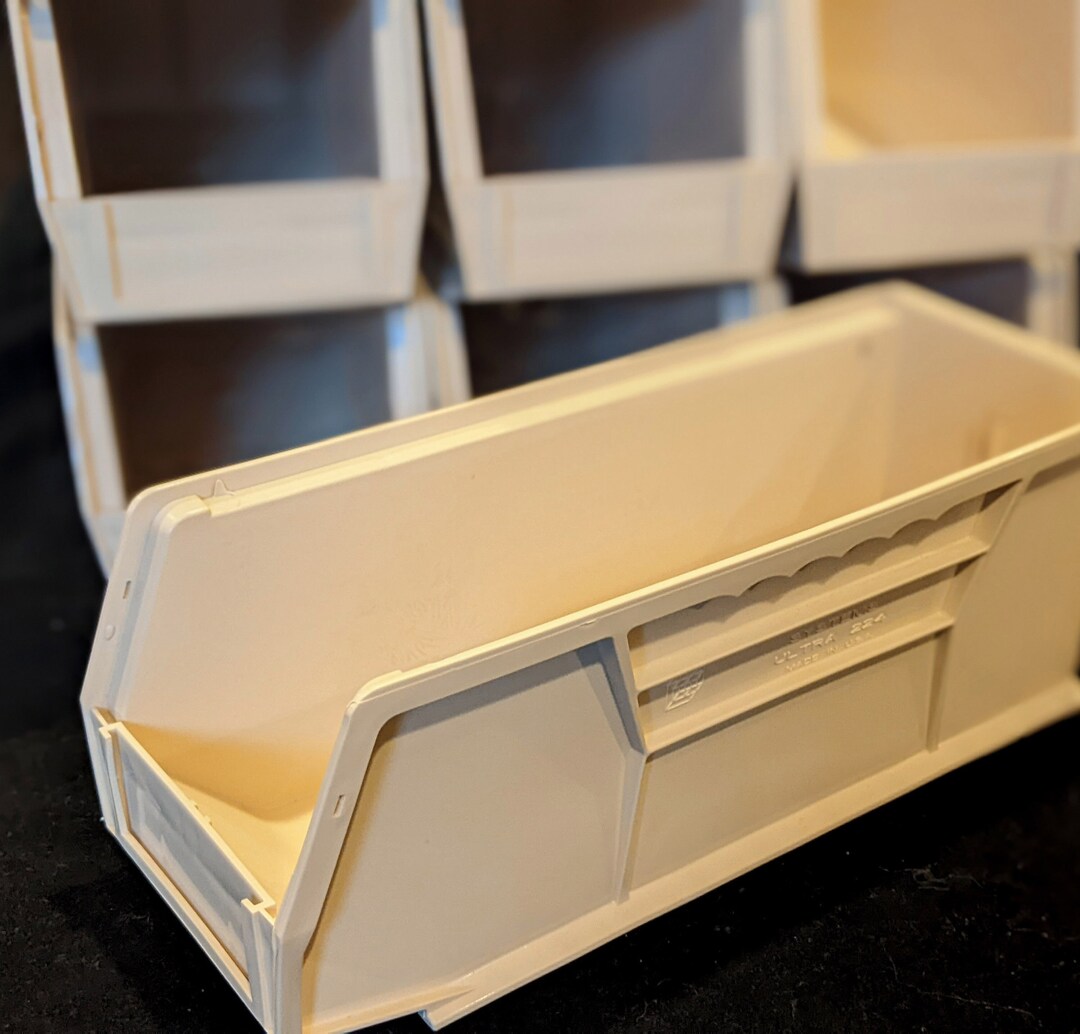 6 Pcs of Sturdy Plastic Stackable Bins for Storage, Workshop Organizers ...