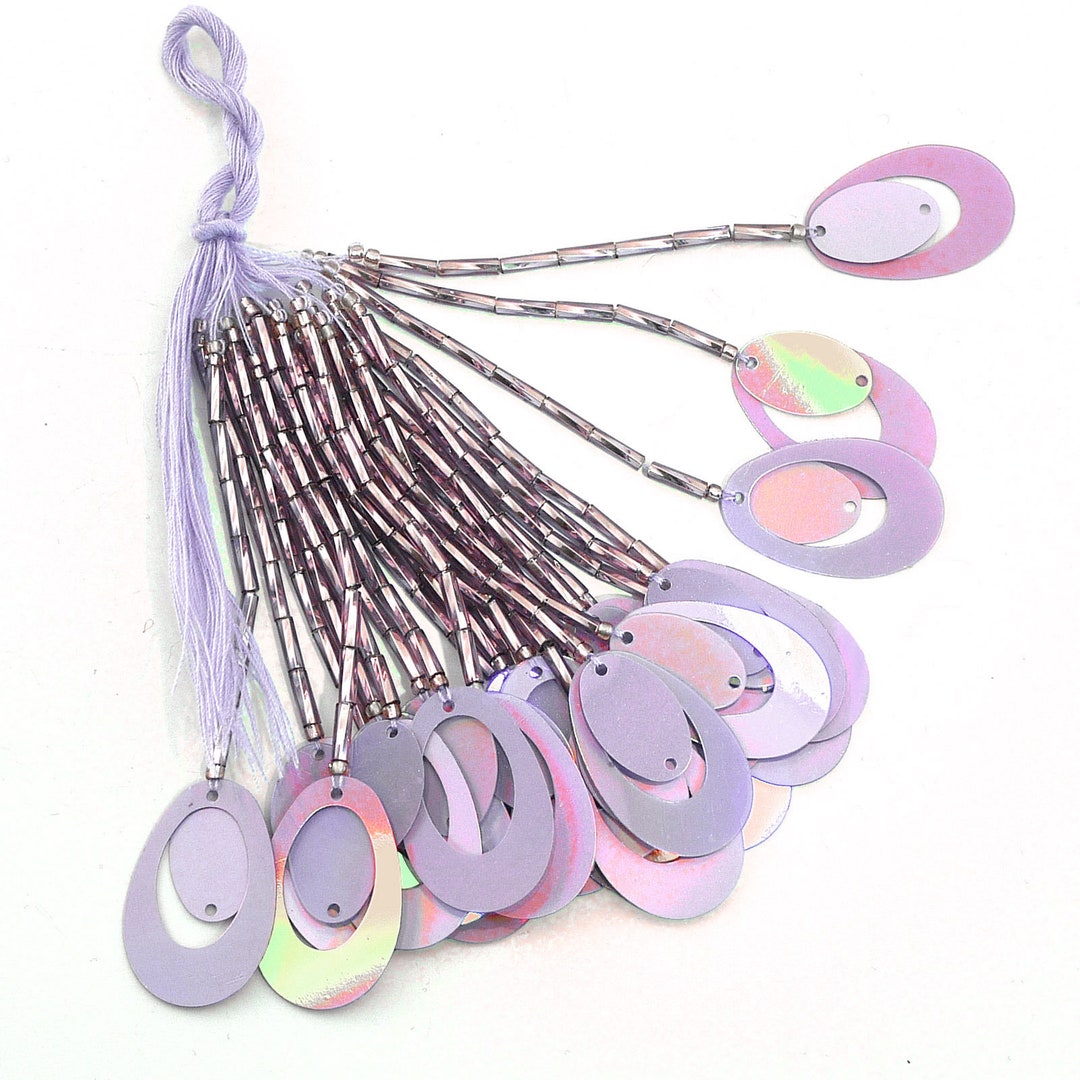 100 Pcs Sew-on Bugle Bead Droppers With Paillette Sequins FREE SHIPPING ...