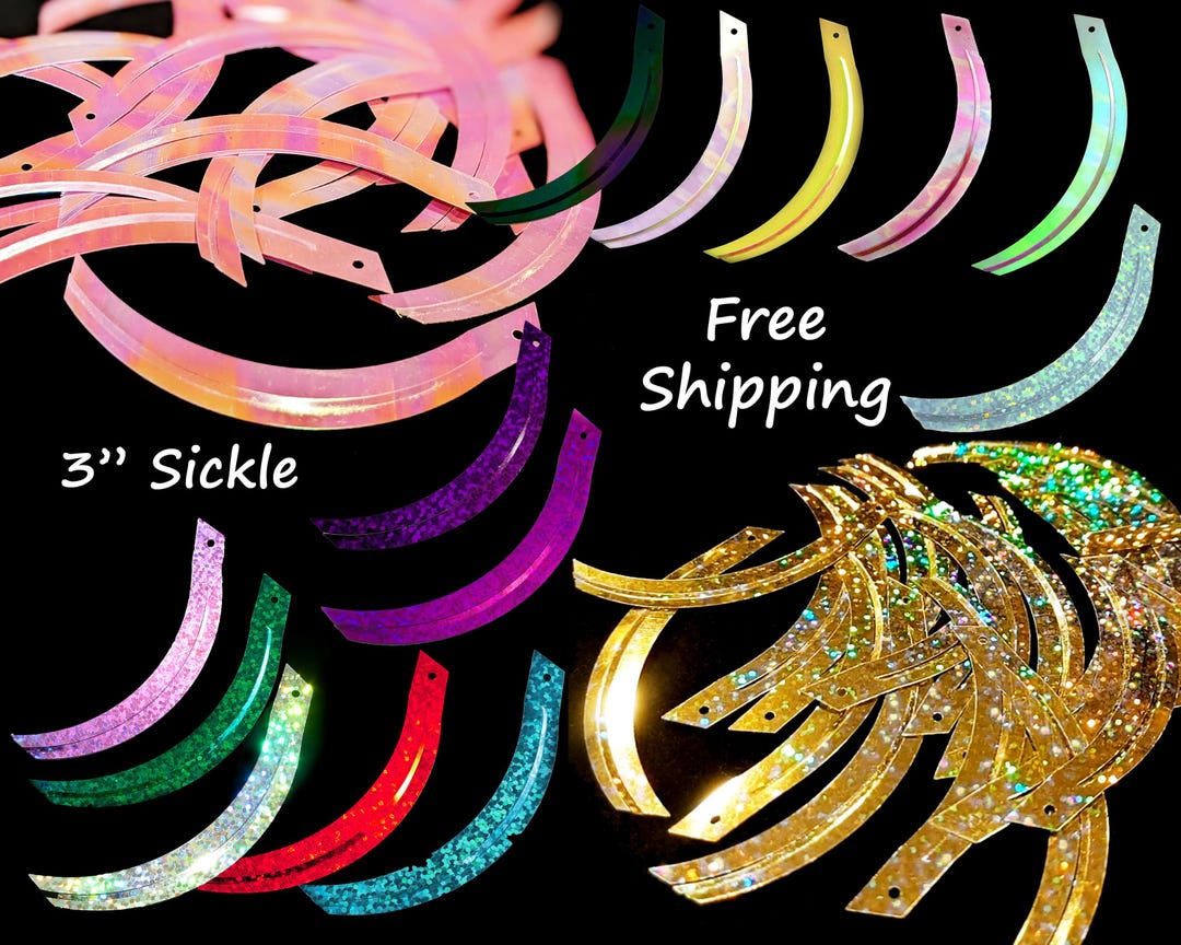 3" Sickle Paillette Sequins, PVC, One Hole - Etsy
