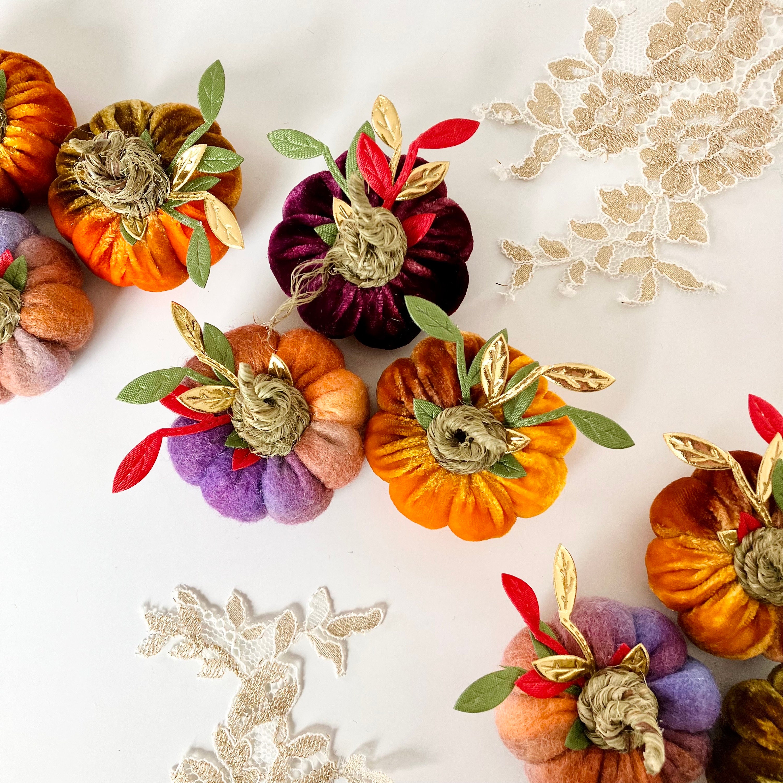 Set of 3 Mini Pumpkin Plushies, Fall Decorations, Halloween, Autumn ...