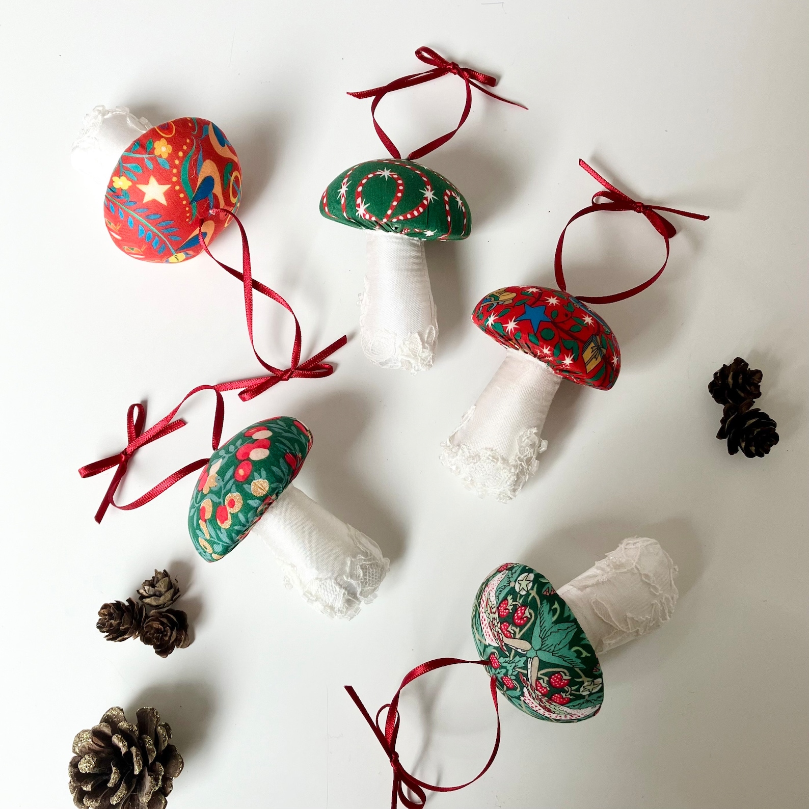 Liberty Christmas Toadstool Hanging Mushroom Decoration ~ Candy Cane - Etsy