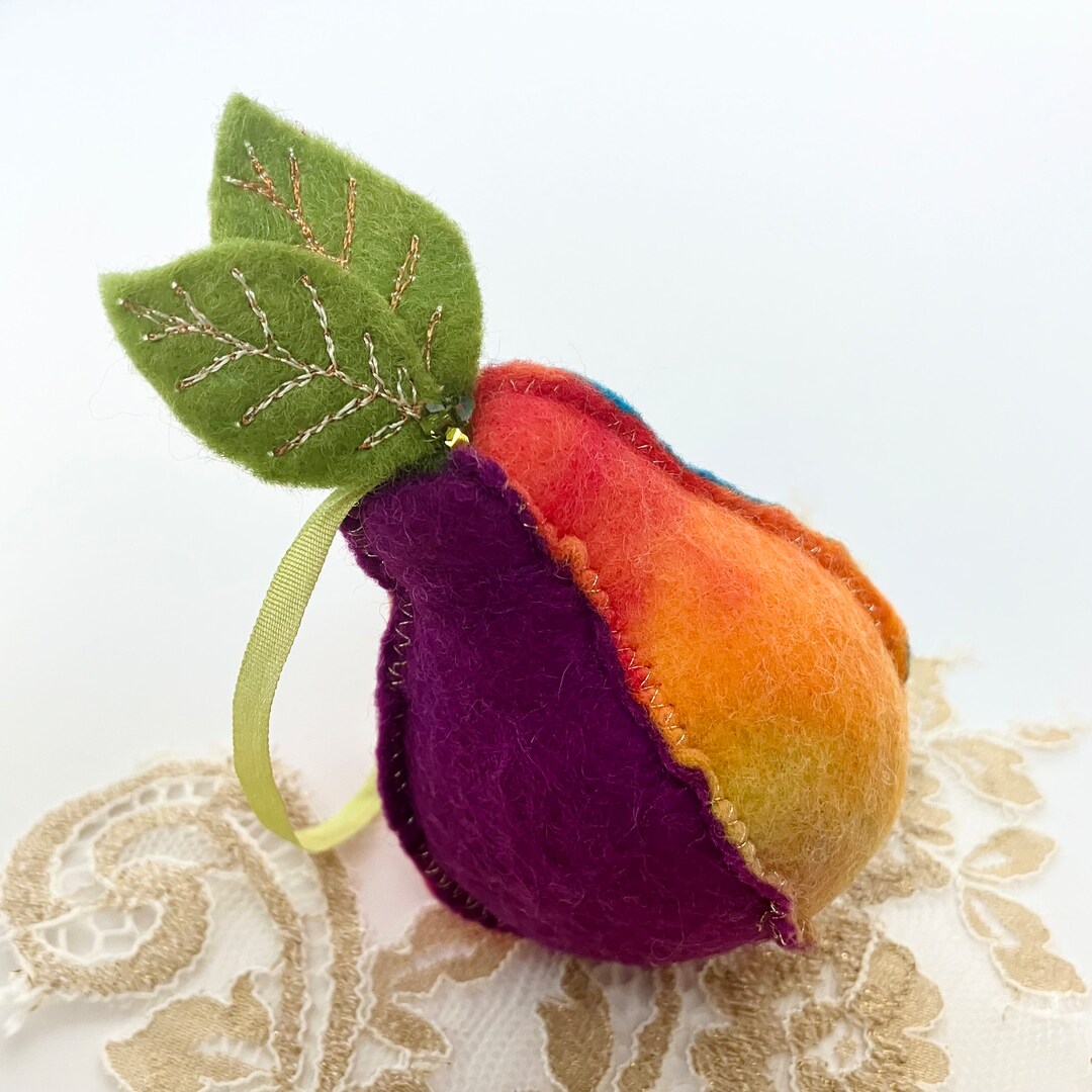 Artisan Felt Pear Hanging Ornament - Etsy