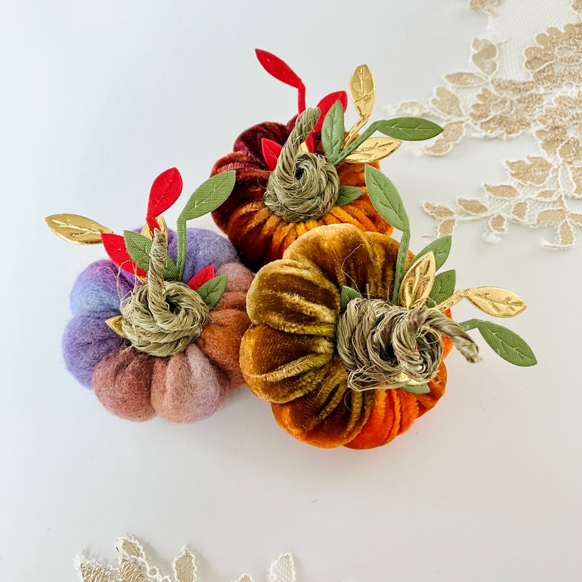 Set of 3 Mini Pumpkin Plushies, Fall Decorations, Halloween, Autumn ...
