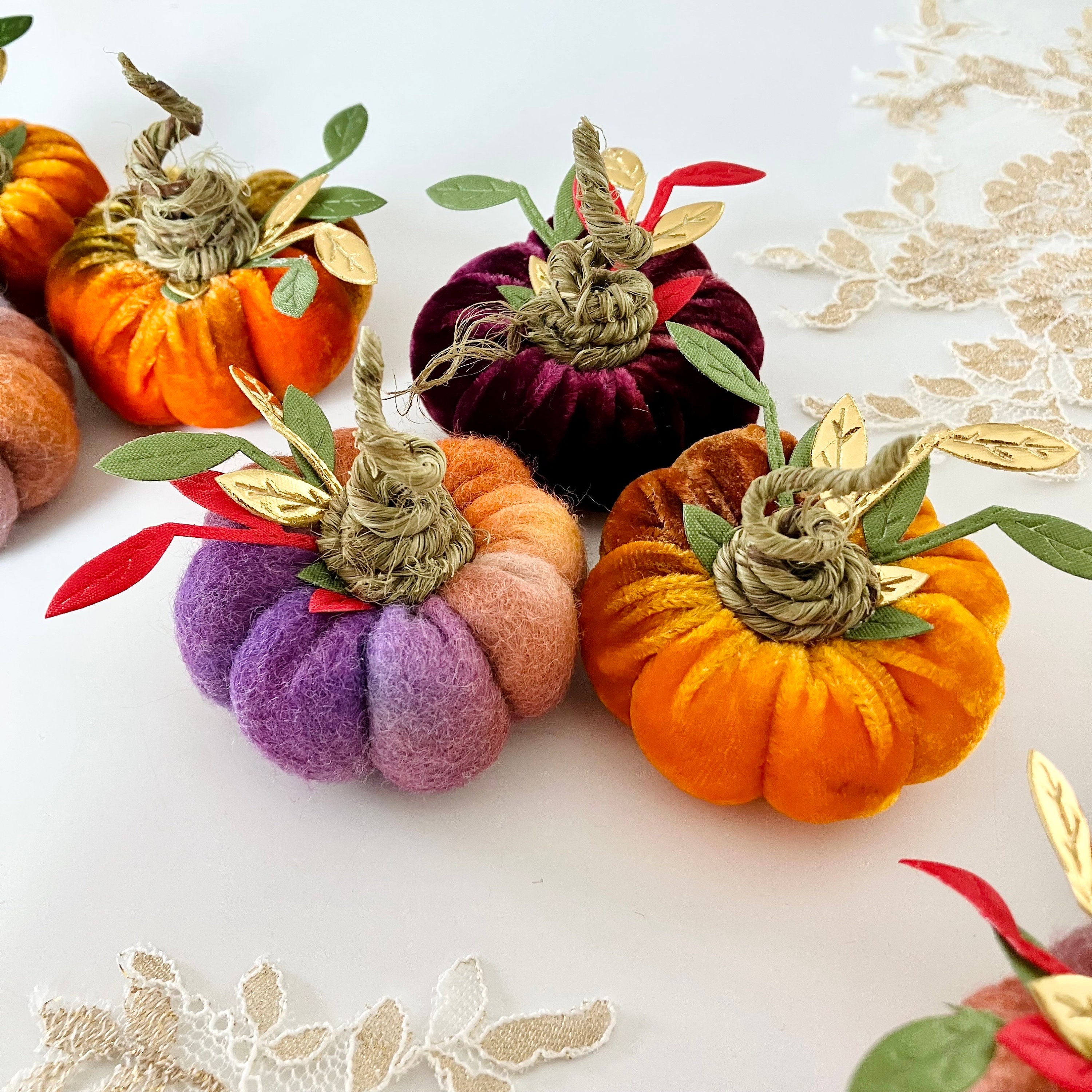 Set of 3 Mini Pumpkin Plushies, Fall Decorations, Halloween, Autumn ...