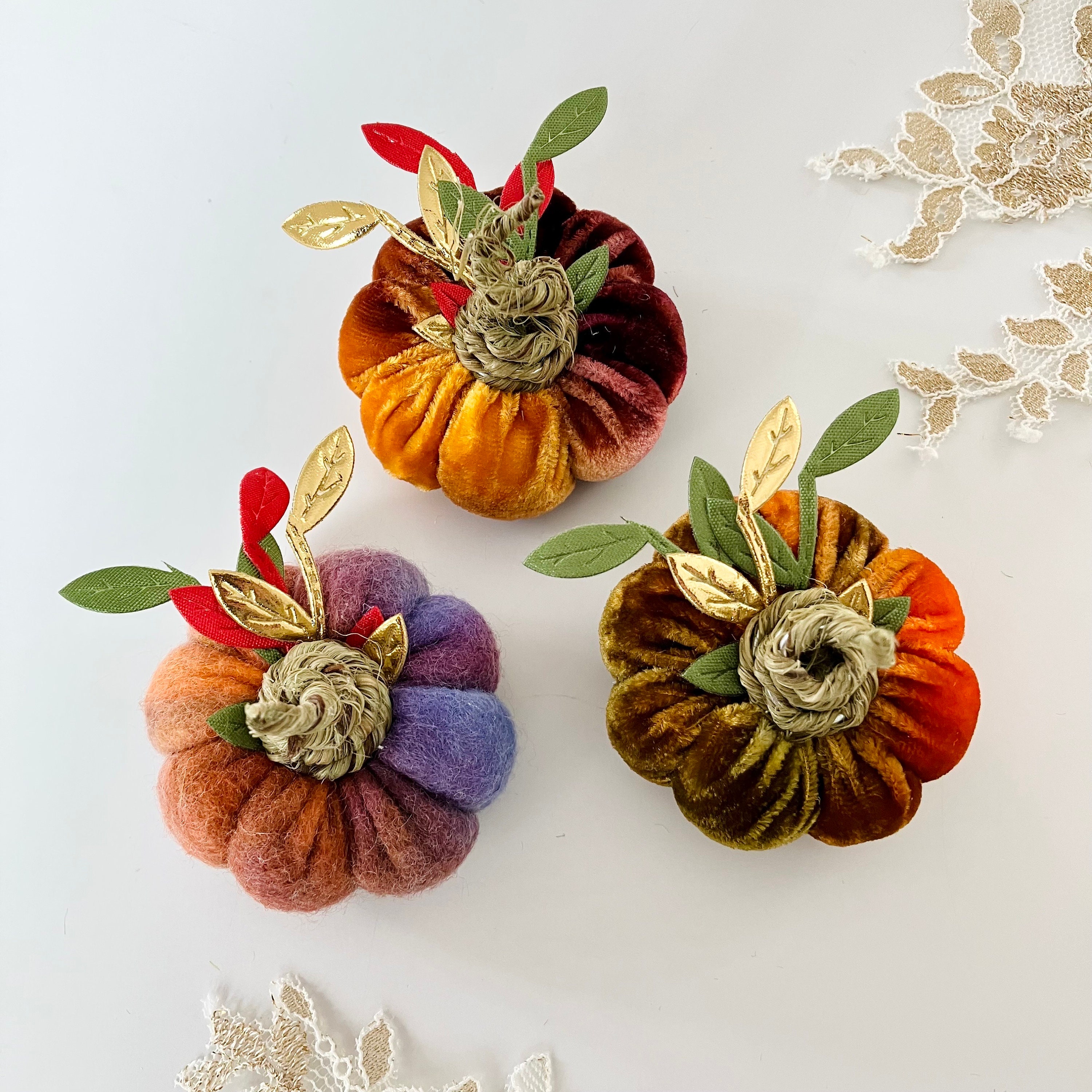 Set of 3 Mini Pumpkin Plushies, Fall Decorations, Halloween, Autumn ...