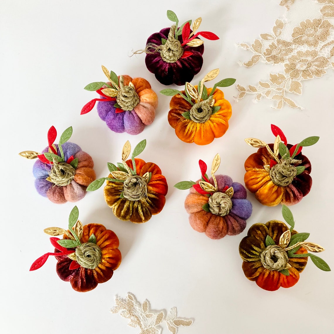 Set of 3 Mini Pumpkin Plushies, Fall Decorations, Halloween, Autumn ...
