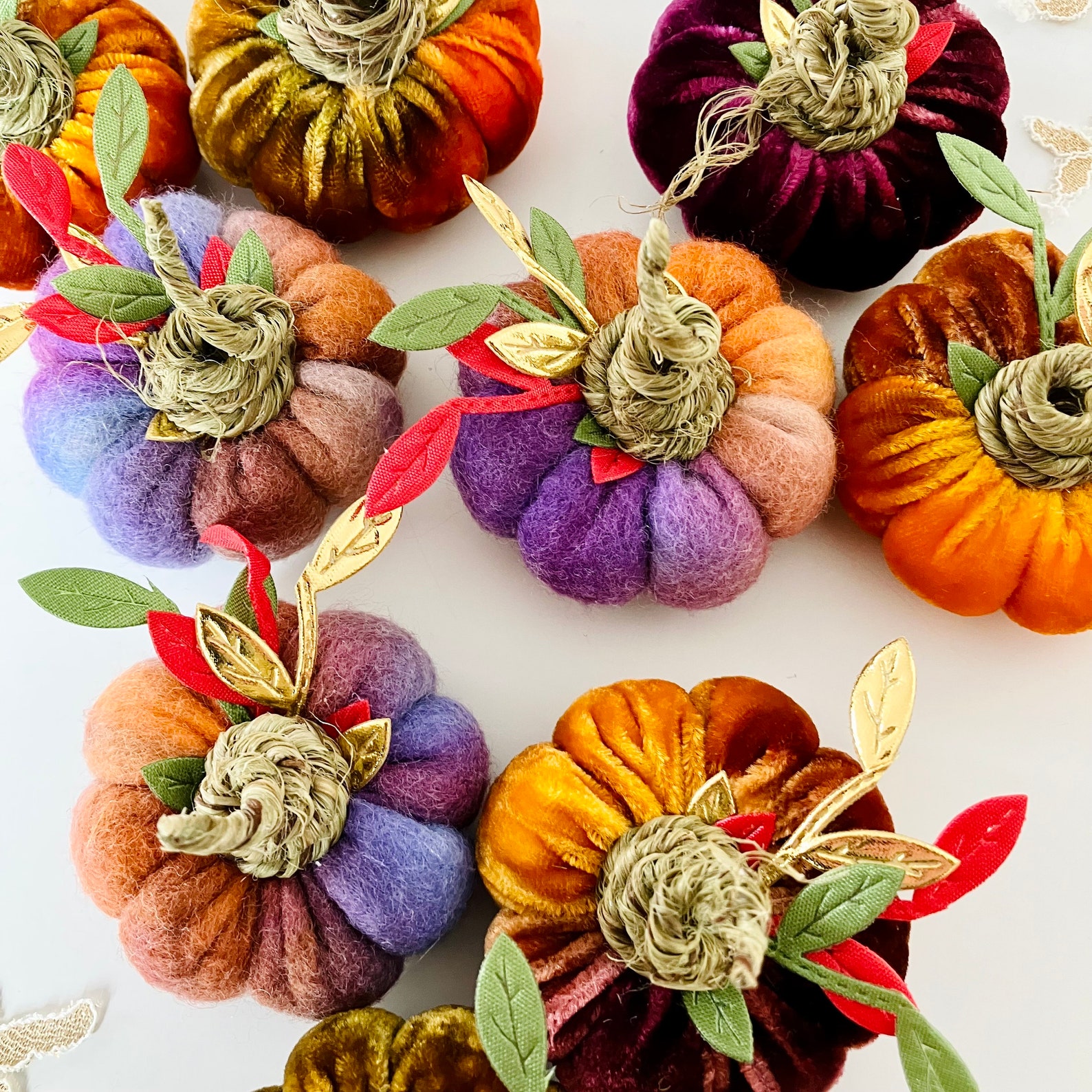 Set of 3 Mini Pumpkin Plushies, Fall Decorations, Halloween, Autumn ...
