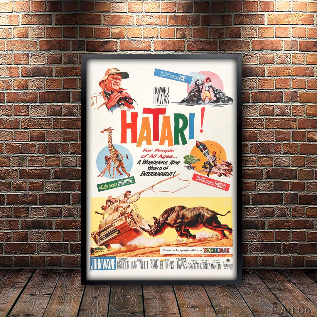 Hatari Movie Poster Framed and Ready to Hang. - Etsy