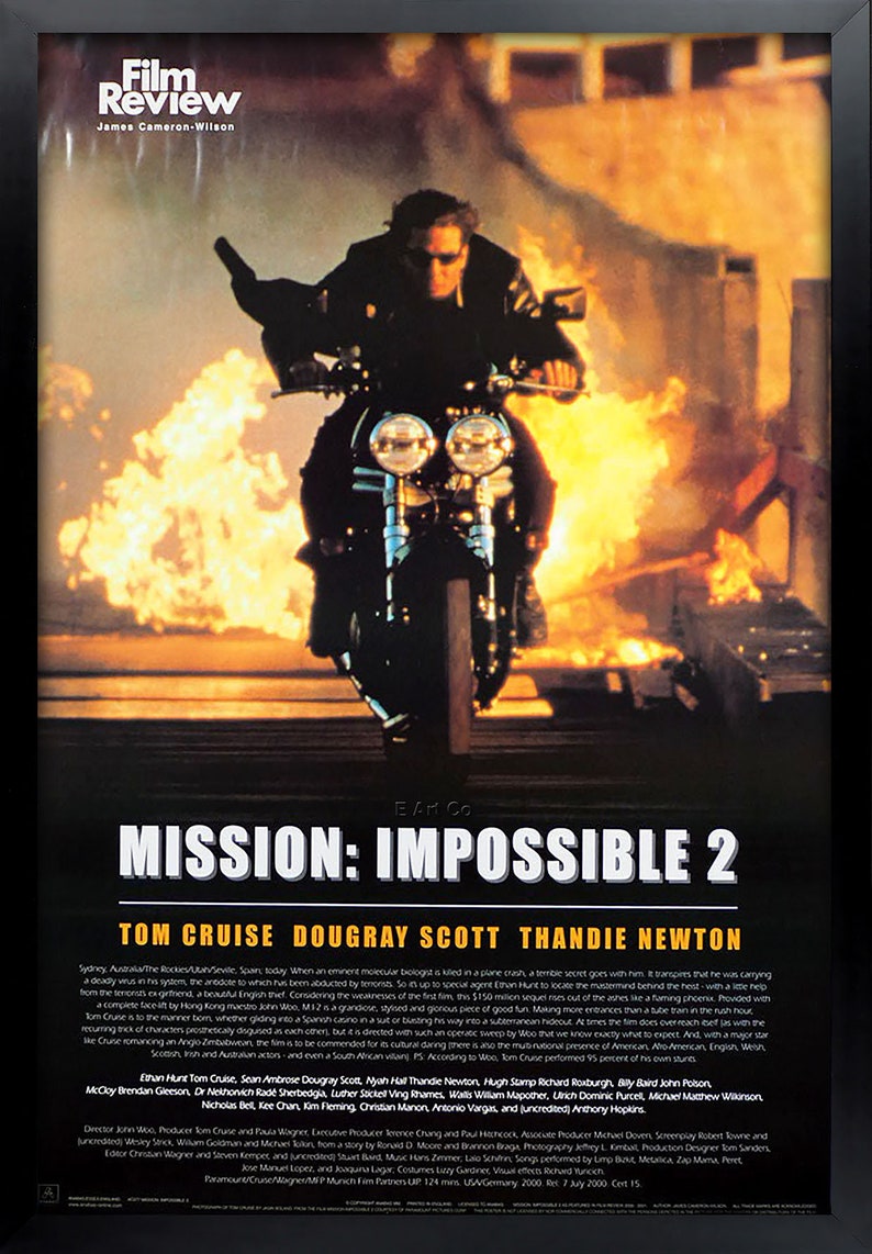 Mission Impossible Movie Poster Framed and Ready to Hang. | Etsy
