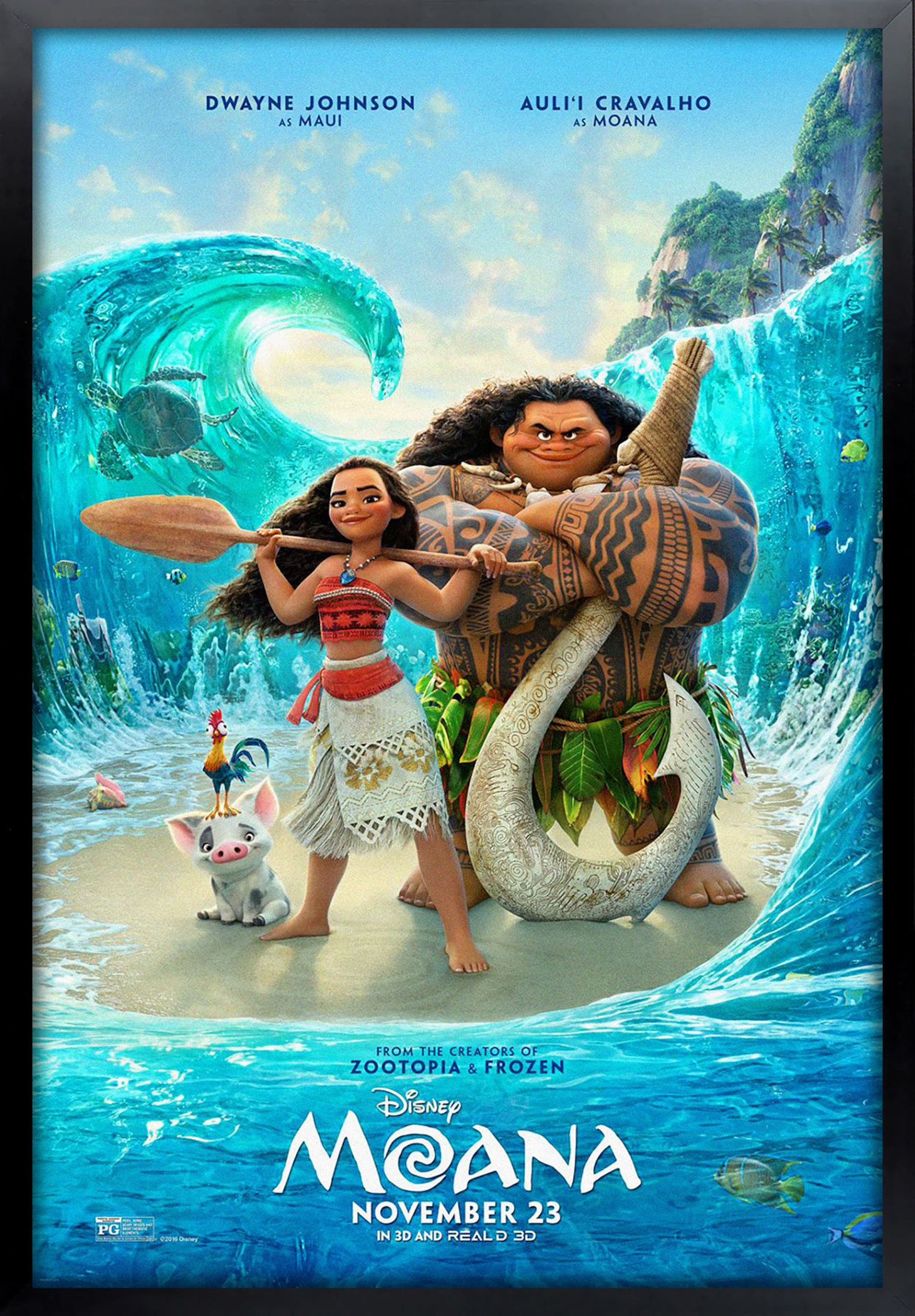 Moana Movie Poster Framed and Ready to Hang. - Etsy