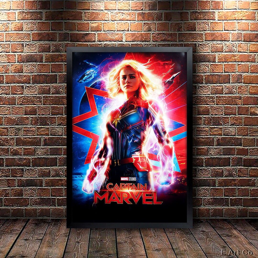Captain Marvel Movie Poster Framed and Ready to Hang. - Etsy