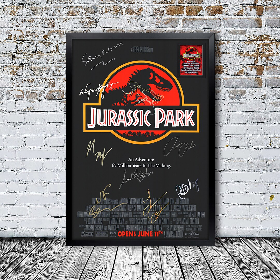 Jurassic Park Autographed Movie Posterframed, Ready to Hang, With ...