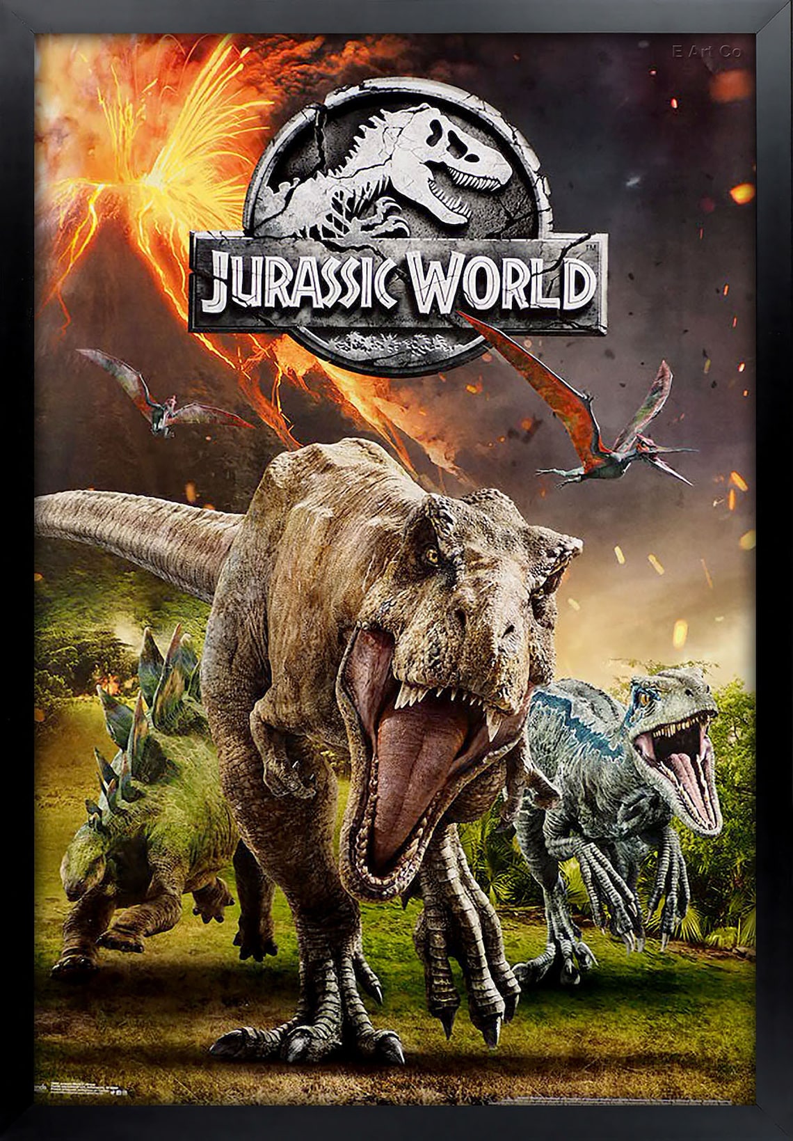 Jurassic World Movie Poster Framed and Ready to Hang. - Etsy